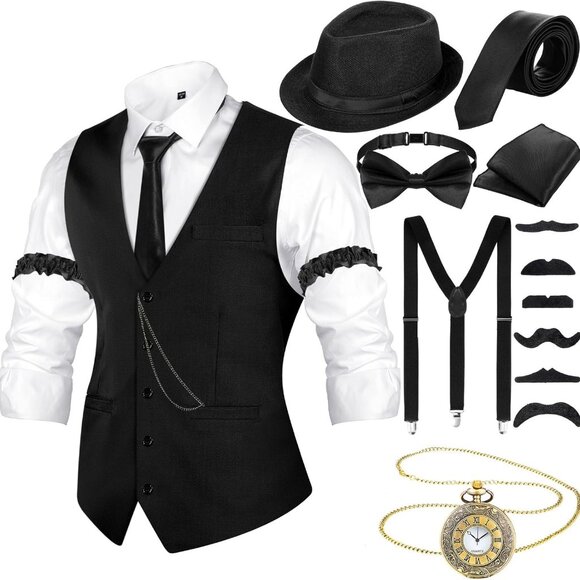 Accessories | 192s Mens Costume Accessories Outfit With Gangster Vest ...